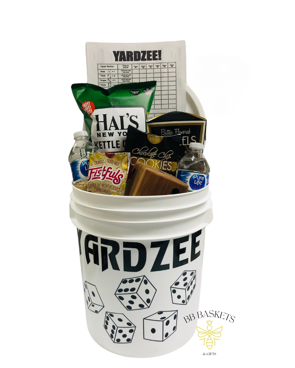 Yardzee Game & Snack Gift Bucket | Outdoor Game Night Gift – BB Baskets
